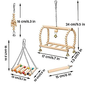 Diaertiny Bird Parrot Swing Chewing Toys 8 Pack Natural Safety Wood for Small Parakeets, Cockatiels, Finches,Budgie and Small&Medium Birds