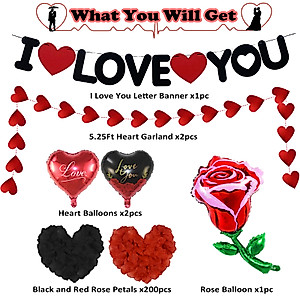 Engagement Party Decorations, Glitter I Love You Banner for Mothers Day Decorations, bridal shower decorations for the Home Engagement Wedding Anniversary Valentines Mothers Day Party Supplies