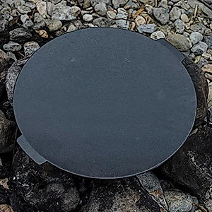Veryard 18" Cast Iron Campfire Griddle, Round Iron Pan, Portable Grill with 3 Removable Legs for Outdoor BBQ Cooking, Grilling and Frying Outdoor Camping
