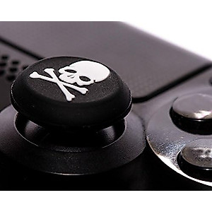 Silicone Thumb Stick Grip Cap Joystick Thumbsticks Caps Cover for PS4 Xbox One PS3 Xbox 360 PS2 Game Controllers (White Skull)