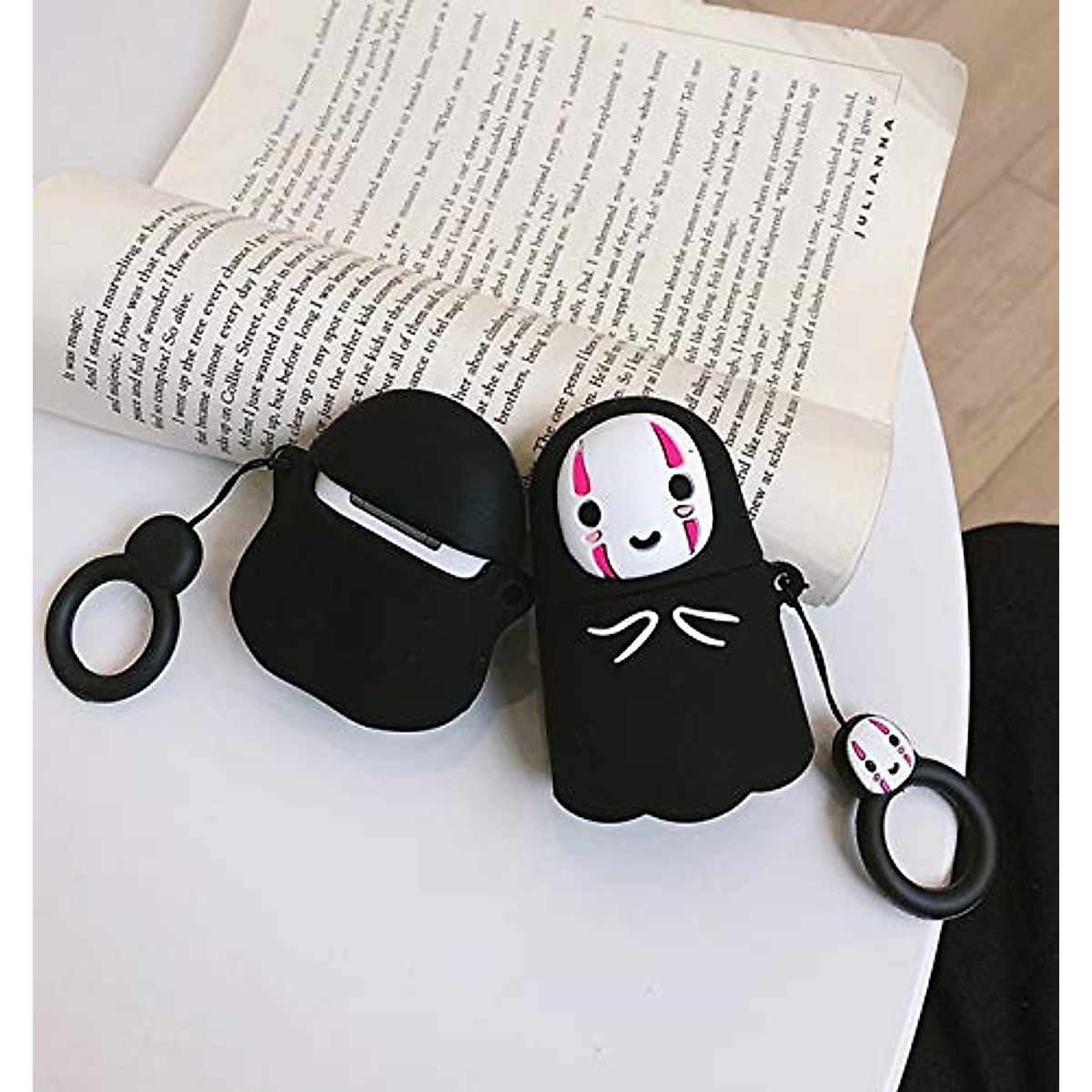 Jowhep Case for AirPod Pro 2019/Pro 2 Gen 2022 Cartoon Cute Silicone Cover with Keychain Fashion Funny Soft Protective Skin for Air Pods Pro Girls Boys Kids Kawaii Shell Cases for AirPods Pro Faceless