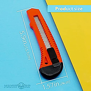 MANUFORE 18mm Snap-Off Knife Retractable Utility Knife Box Cutter Knife for Cutting Paper, Carpet, Cardboard(3 Pack)