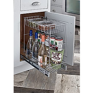 ClosetMaid 32105 Premium Wide 3-Tier Compact Kitchen Cabinet Pull-Out Basket, 8.75-Inch