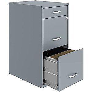 UrbanPro 18" 3-Drawer Metal File Cabinet with Pencil Drawer in Gray