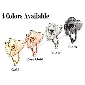 Universal Smartphone Gold Heart Finger Ring Stand, Rhinestone Crystal Bling Diamond 360° Rotation Cell Phone Stent Holder Grip Kickstand Compatible with iPhone 7 7 Plus iPhone 8 8 Plus