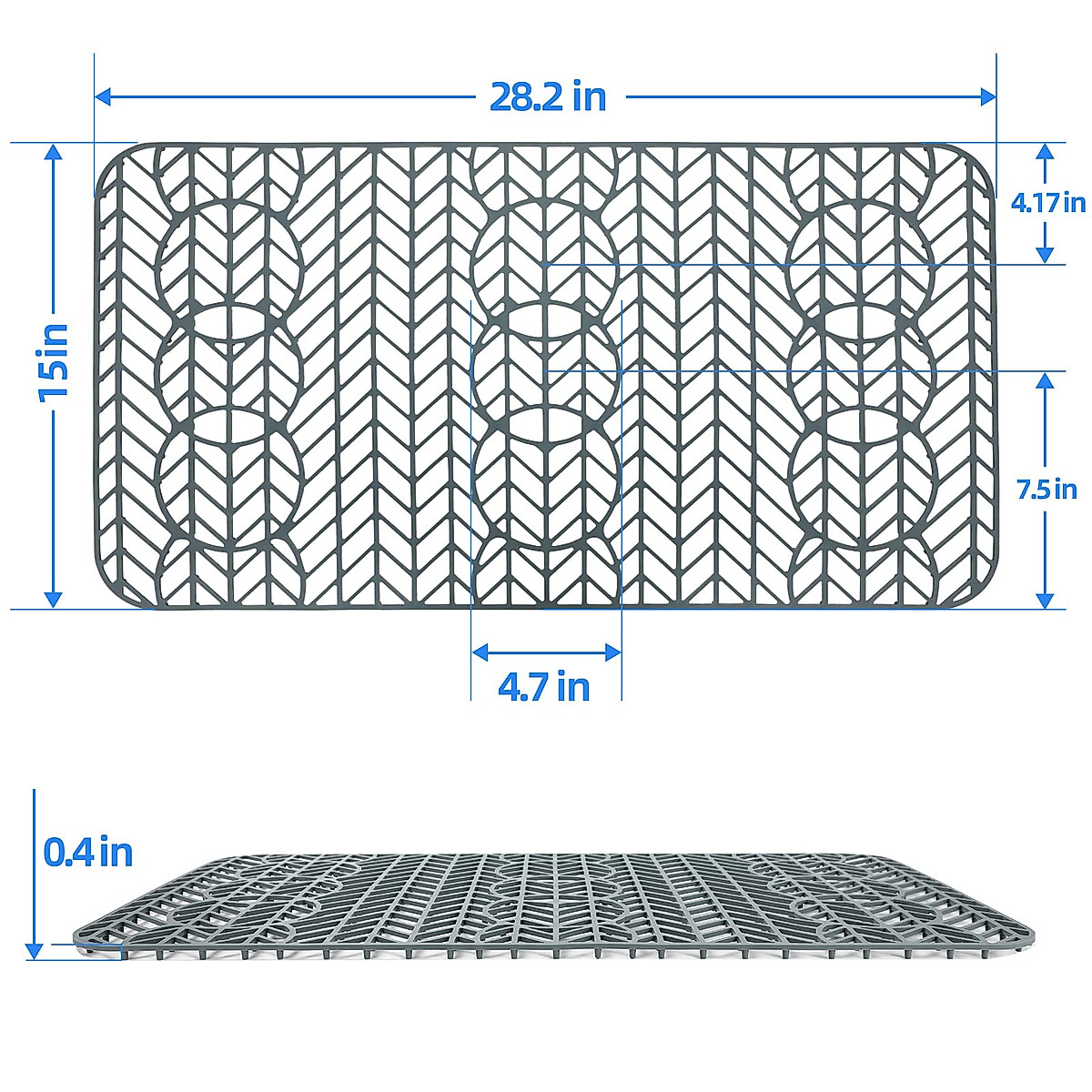 SPOLLSES 28.2"x15" Sink Protectors for Kitchen Sink,Silicone Sink Mat Fit Any Drain Sink Grid Accessory, Kitchen Sink Mats for Bottom of Farmhouse Stainless Steel/Porcelain Sink-With 9 Reserved Holes