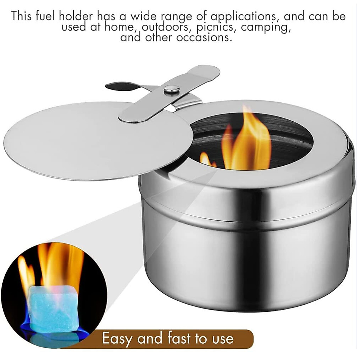 Homoyoyo 2pcs Fuel Holders for Chafing Dishes Stainless Steel Chafing Dish Canned Heat Holder Food Warming Trays Stainless Steel Fuel Holder with Wick Fuel Miniature Kit Kitchenware Heating