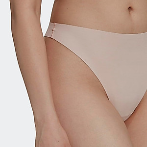 Adidas Women's Micro Flex Thong Panty Underwear, Peach Whip/White, X-Large
