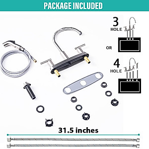 Kitchen Faucet with Sprayer, Brushed Nickel Kitchen Sink Faucet, 3 or 4 Hole RV Faucet for Kitchen Sink, Stainless Steel Touch Kitchen Faucet with Side Sprayer, TDLKF024L