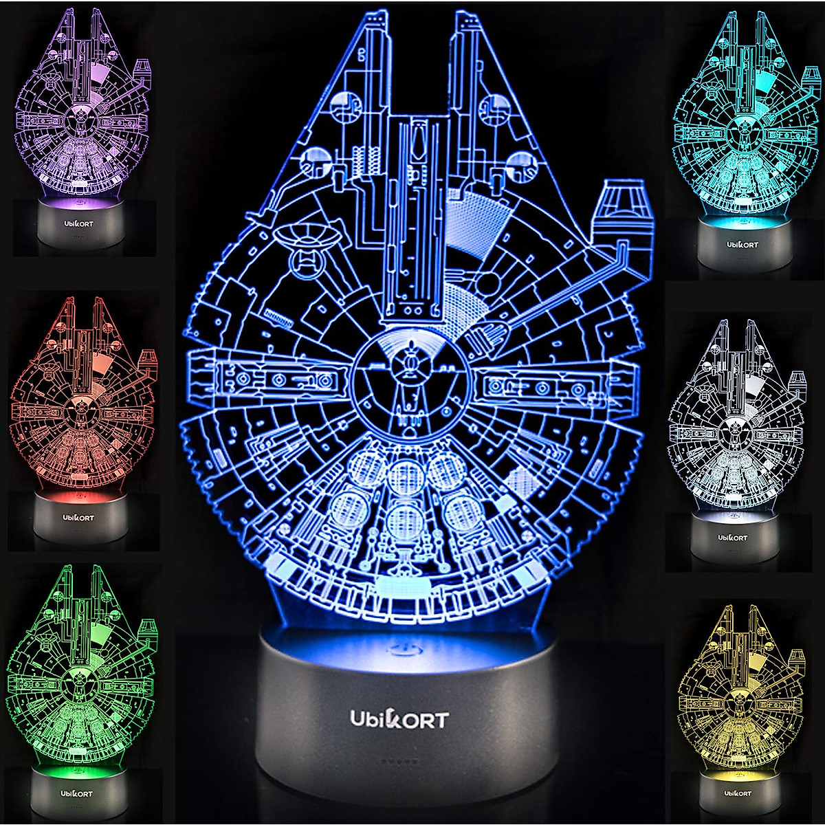 UbiKORT Star Wars Lamp Millennium Falcon 3D Lamp Star Wars Gifts for Men or Kids Birthday Star Wars Decor Room Fans [Upgrade Version]