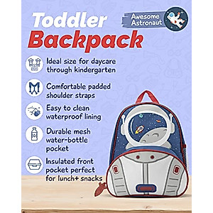 JOY2B Toddler Backpack for Boys and Girls - Space Astronaut Backpack for Girls and Boys - Kids Backpack for School Camp Travel - Preschool Backpack with Water Bottle Holder - Awesome Astronaut