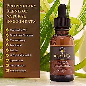 Niacinamide Serum for Face - Antioxidant Serum for Face With Organic Aloe, Hyaluronic Acid, Niacinamide 5% & Zinc - Great for Anti Aging, Skin Firming, Regulating Oil, Reducing Pore Size - 1 Ounce