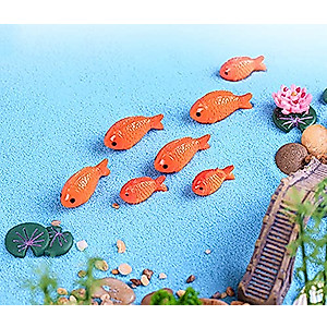 20 Pcs Resin Red Goldfish Mini Goldfish Figurines Fairy Garden Miniature Moss Landscape DIY Terrarium Crafts Ornament Accessories for Home Décor