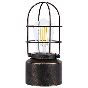 Haian Support 𝗦𝗺𝗮𝗹𝗹 𝗧𝗼𝘂𝗰𝗵 𝗧𝗮𝗯𝗹𝗲 𝗟𝗮𝗺𝗽 for Small Spaces - 3 Way Dimmable Industrial Bedside Lamp - Steampunk Antique Nightstand Desk for Bedroom, Living Room (Bulb Included)