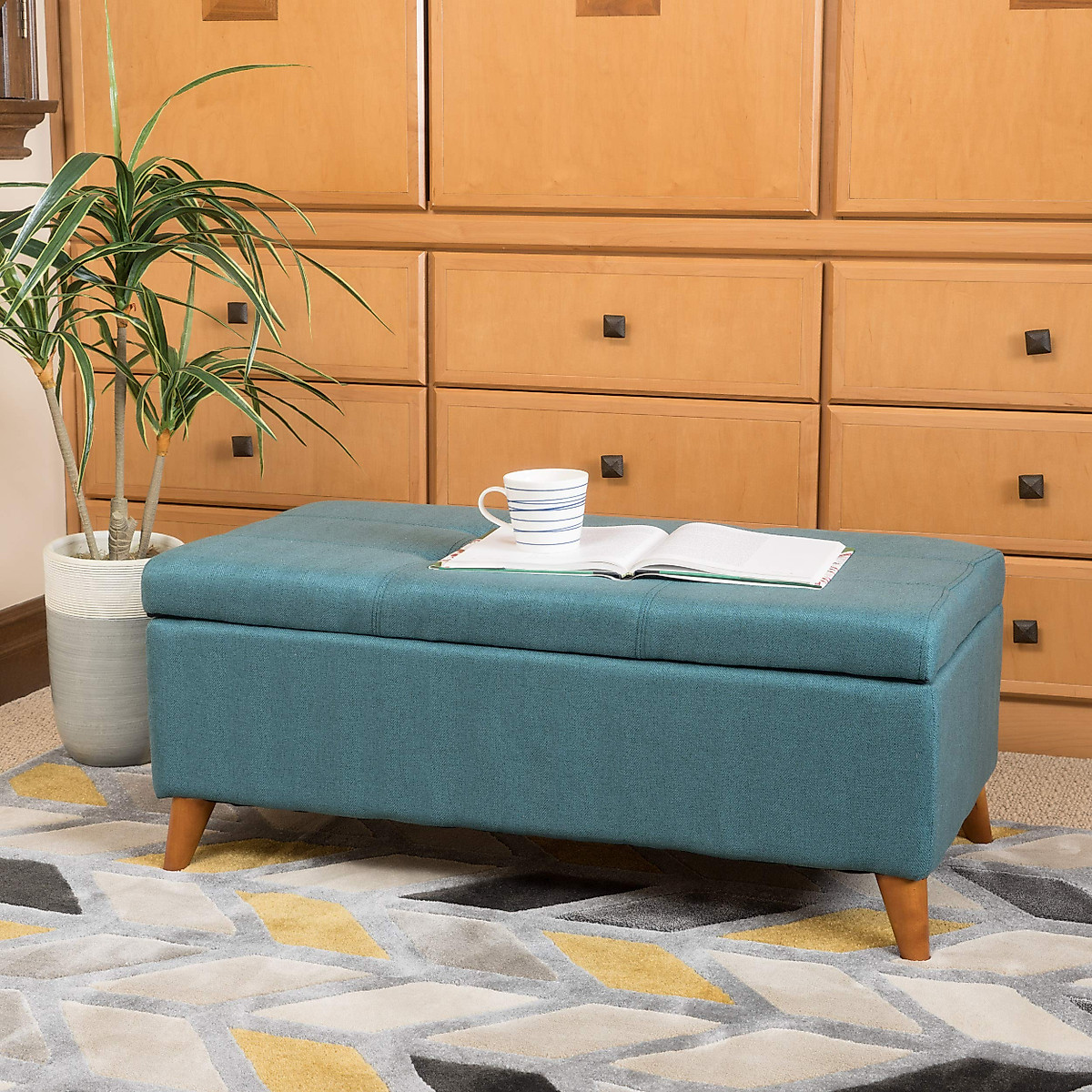 Christopher Knight Home Harper Fabric Storage Ottoman, Teal