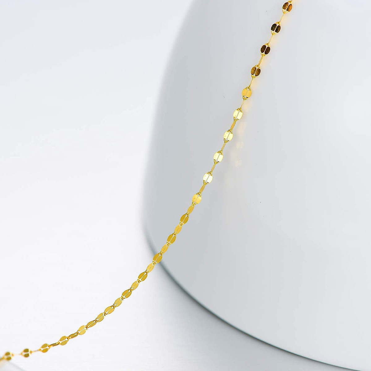 10K Solid Gold Mirror Chain Necklace, 1.8MM Dainty Yellow Gold Italian Mirror Link Chain Necklace Jewelry Gift for Women 20" (20 Inches)