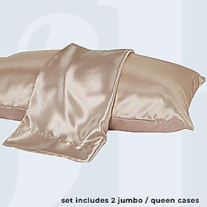 Great Bay Home Satin Pillowcase for Hair and Skin Jumbo/Queen - Caramel Silk Pillowcase 2 Pack 20x36 inches - Satin Pillow Cases Set of 2 with Envelope Closure