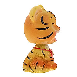 Amosfun 1pc Bobble Head Tiger Ornament Car Toy Digital Instrument Cluster Yellow Decor Nodding Head Toys Figurine Decor Little Auto Ornament Car Tiger Decorations Home Animal Decoration