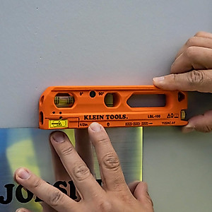 Klein Tools LBL100 Laser Level with Level Bubble Vials, Magnetic, 3-Vial with Leveling Base, Laser Line and Laser Spot Orange