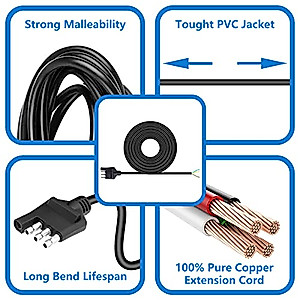 4-Way Trailer Wiring Harness Kits, 10Feet 18AWG 4-Way Plug 4 Pin Male Connector Extension Cable (10Feet)