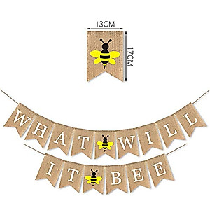 SWYOUN Burlap What Will It Bee Banner Bumble Bee Theme Garland Gender Reveal Boy or Girl Party Decoration Supplies