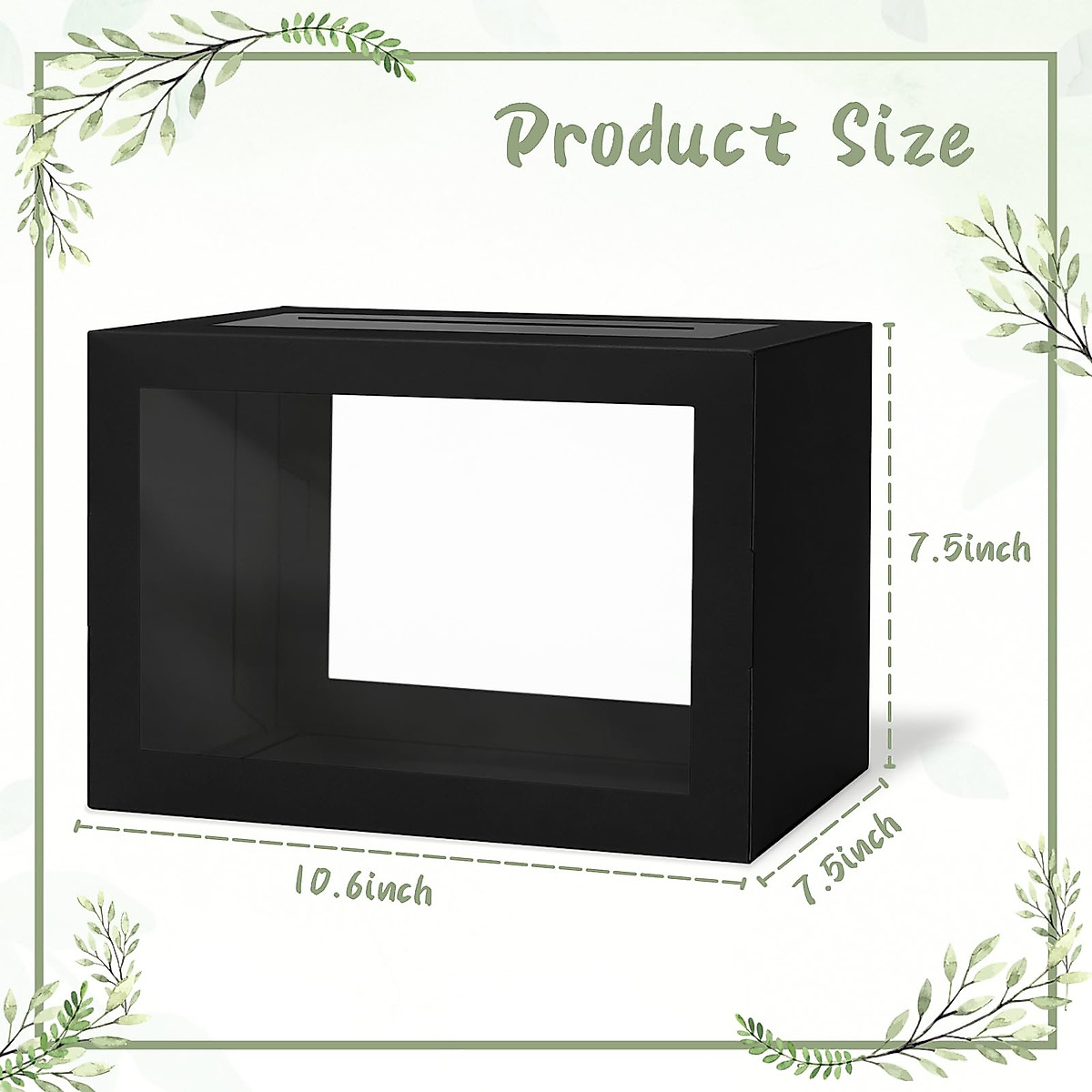 LANLISA Black Card Box for Birthdays Party, Gift Cards Receiving Box Holder for Graduations, Bridal & Baby Showers, Wedding Receptions, Retirements, Anniversaries