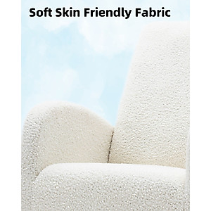 Luccalily Rocking Accent Chair, Upholstered Rocking Glider Chair with Fabric Padded Seat and Solid Wood Base, Armchair with Side Pocket for Nursery,Modern Design for Living Room, Bedroom