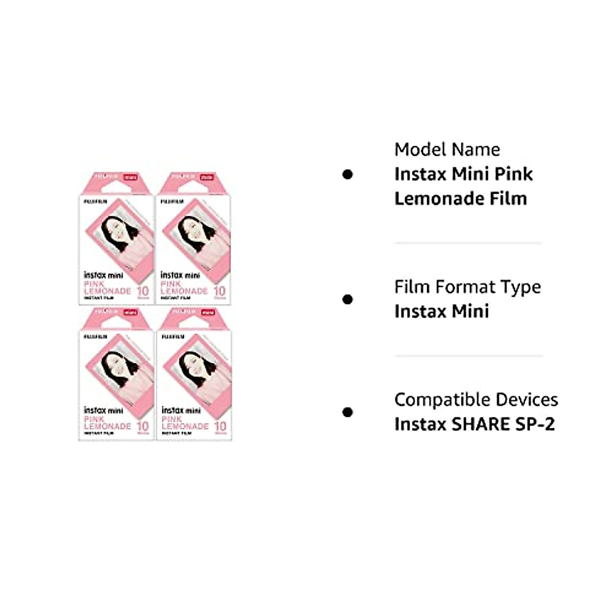 Mini Pink Lemonade Film, 10 Exposures (4 Boxes)