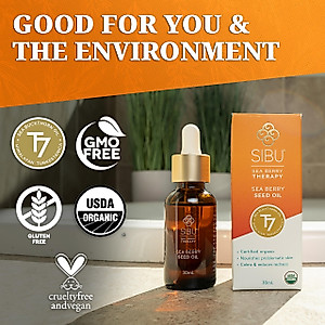 Sibu Premium Himalayan Sea Buckthorn Seed Oil, USDA Organic (10ml) – Amazing for Sensitive Skin, Breakouts, & Irritation
