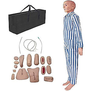 SHENGANG Female, Male PVC Patient Care Manikin Training CPR Simulator Basic Nursing Skills Geriatric Human Model for Medical Nursing Training Manikin, Life Size,Male