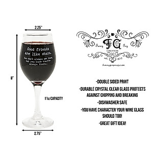 Funny Guy Mugs Good Friends Are Like Stars Wine Glass, 11-Ounce - Unique Birthday or Christmas Gift for Women, Mom, Daughter, Wife, Aunt, Sister, Girlfriend, Teacher or Coworker