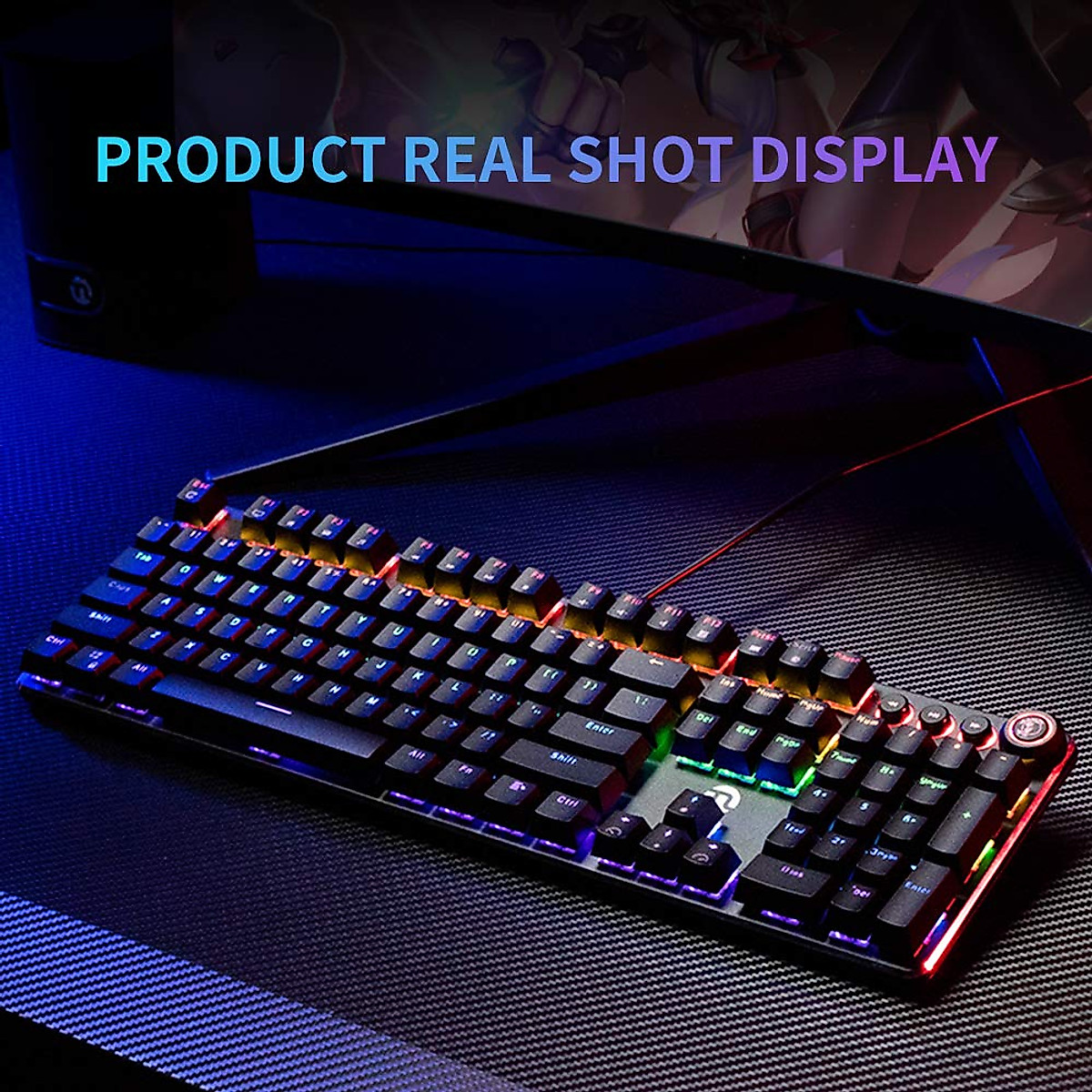 NINGMEI GK32 Mechanical Gaming Keyboard, USB Wired Programmable Keyboard Customizable Backlit RGB LED, 108 Keys Programmable Macro Functionality Anti-ghosting Mechanical Cushioned for PC MacBook pro