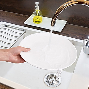 HSDT Melamine Restaurant Plates White 11 Inch Wide Side Flat Bottom Deep Round Dinner Plates Salad Plates Lunch Plates Durable and Easy to Clean Set of 6,PYW-11-06