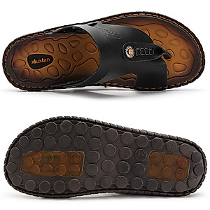 OHCHSH Sandals for Mens Leather Slippers Boy Slip On Sandles Flip Flops Thong US Size 8