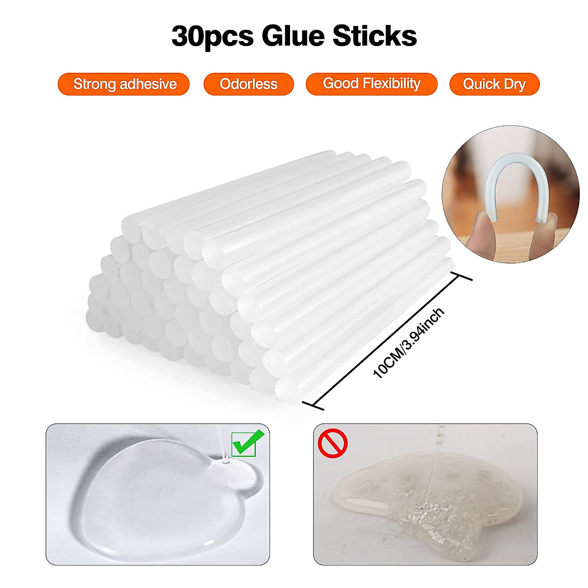 SHJADE Mini Hot Glue Gun with 30 Glue Sticks, Fast Heating Hot Melt Gun, 20W Glue Gun Kit, Lightweight Craft Gun for DIY, Home Repairs, Kids' School Projects, White