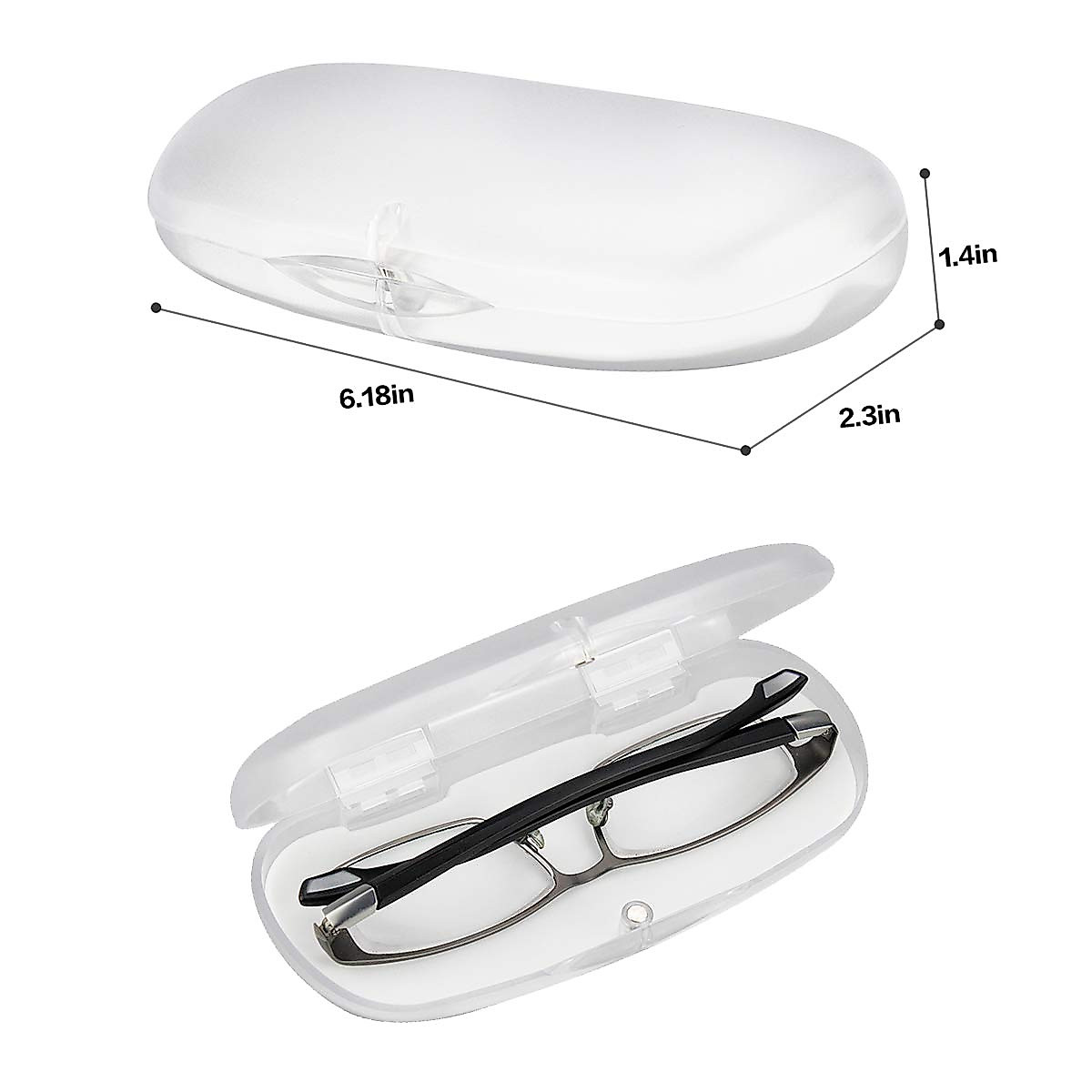 EZESO 2 PCS Glasses Case Spectacle Case Box Magnetic Closure Plastic Translucent Eyeglass Case