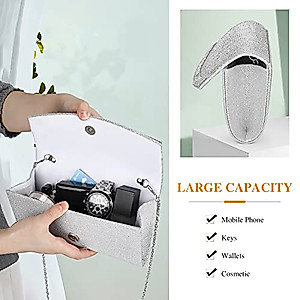 Pinprin Ladies Evening Clutch Elegant Envelope Handbag Womens Wedding Party Prom Bridal Party Purse (B-Silver)
