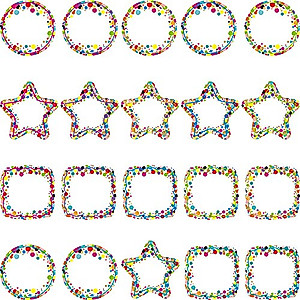 72 Pieces Confetti Accents Round Confetti Cutouts Pentagram Confetti Cutouts Square Confetti Accents for Classroom Decor Bulletin Board School Playroom Baby Nursery Kids Art Studio (2.6 Inch Diameter)