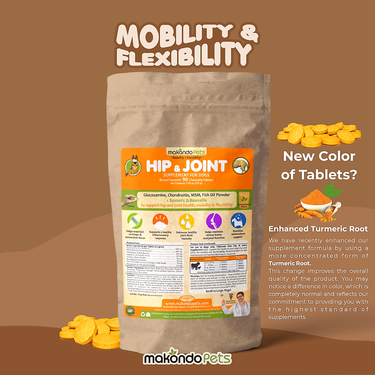 Joint Supplement for Dogs | 90 Turmeric for Dogs Chews Plus Fish Oil, Glucosamine for Dogs Chondroitin, MSM + Vitamin C for Dogs | Dog Hip and Joint Supplement Dogs Mobility Support & Dog Pain Relief