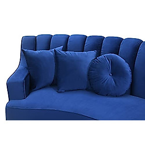Legend Vansen Velvet Sofa for Living Room Oversized Round Shape Sectional, 142" L x 31" D x 36" H, Blue