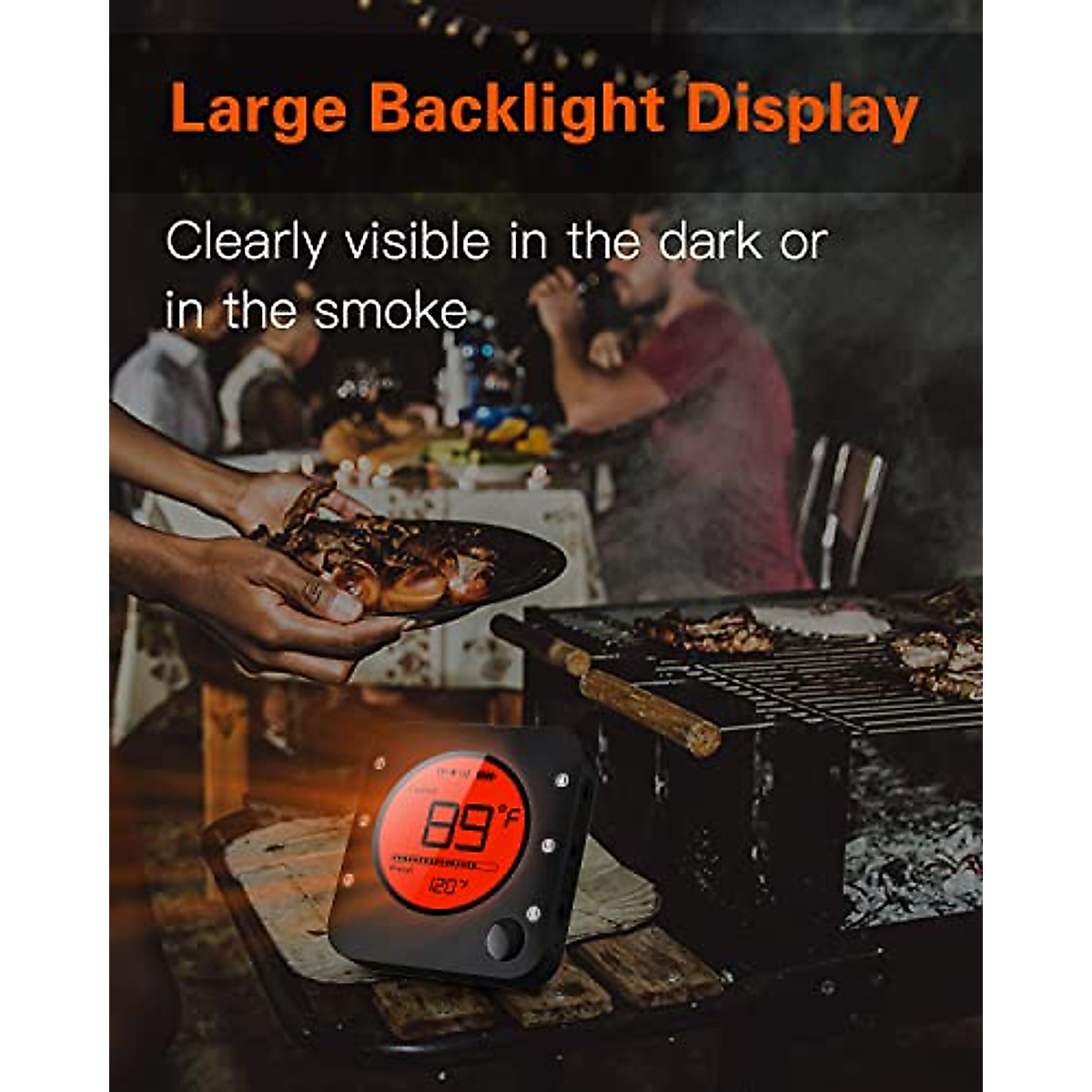 Bluetooth Meat Thermometer Wireless Meat Thermometer, Wireless Digital Grill Thermometer with 6 Temperature Probes, Large LCD Display, Bluetooth Thermometer for Grill, Smoker, Oven, Cooking and BBQ