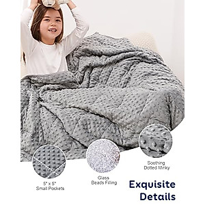 Kivik Weighted Blanket 3lbs, Small Minky Dotted Blankets, Soft Heavy Blanket Throw, Machine Washable, 36 x 48 Inches Grey