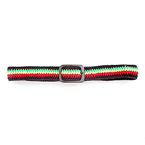 VOARYISA Hand Knitted Cotton Women's Belt With Black Zinc Alloy Buckle Jamaican Rasta Afro Caribbean (Rasta)