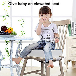 Toddler Booster Seat for Dining Table, Waterproof PU Washable Thick Toddler Dining Booster Seat, Kids Booster Seat for Dining Table with 2 Adjustable Straps Safety Buckle