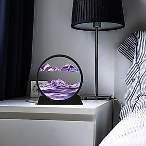Dynamic Sand Art, Moving Sand Art with 3D Deep Sea Sandscape, Relaxing Sand Painting for Kids & Adluts in Desktop Home Office (Purple 7")