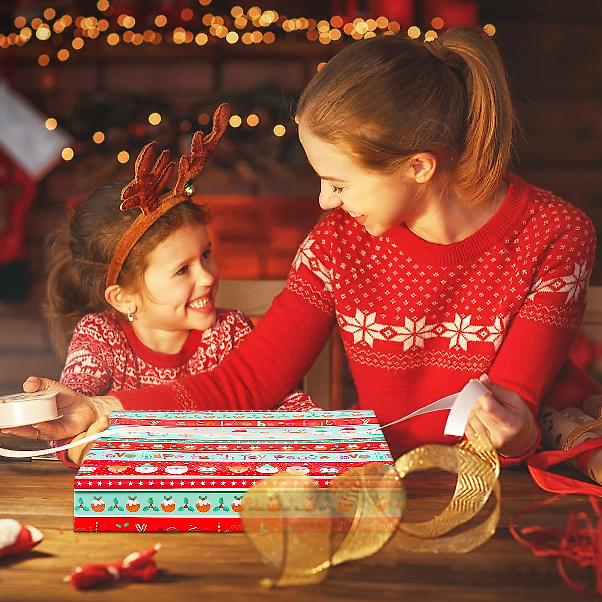 NEPOG Christmas Wrapping Paper, Xmas Wrapping Paper 10 Sheets in 5 Designs Folded Flat 20x28 Inches per Sheet, Santa Snowman Christmas Tree Snowflake Gift Wrap Set for Kids Girls Boys Family Friends