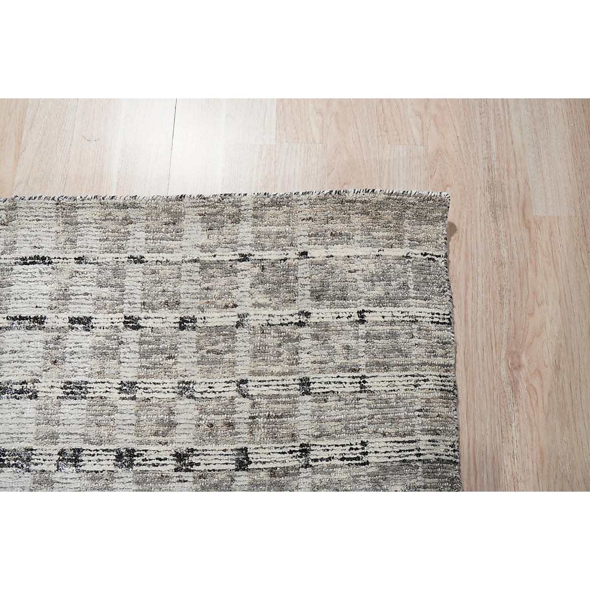 EORC Gray Hand-Knotted Wool Modern Pile Rug Luxurious Area Rug for Adding Contemporary Elegance to Your Living Room, Bedroom, Office, or Home Décor