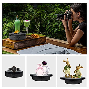 3 in 1 Motorized Rotating Display Stand with 5.74/7.08/8.66 inch Replacement Cover, 360 Degree Turner Cup Rotating Display Stand for Photography Products and Video Show,Max Load 22Lbs