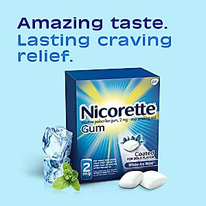 Nicorette 2 mg Nicotine Gum to Help Quit Smoking - White Ice Mint Flavored Stop Smoking Aid, 160 Count