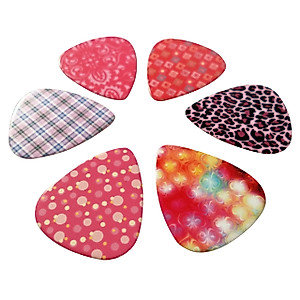 Guitar Picks for Girls - Medium Celluloid Assorted Variety 12-Pack Collection - Pretty Unique Designs Cool Pink Leopard - Best Gifts for Princess, Kids, Teens, Women, Ladies, Female Guitar Players